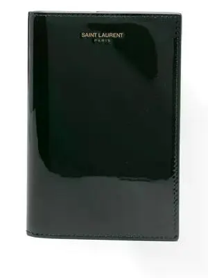 Saint Laurent Patent-leather Passport Holder - Green