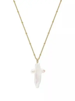 NIALAYA JEWELRY Pearl Cross Chain Necklace - Gold