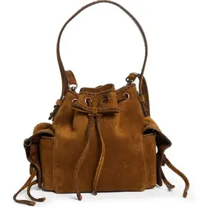 Acne Studios Mini Multipocket Suede Bucket Bag - Cognac Brown