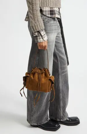 Acne Studios Mini Multipocket Suede Bucket Bag