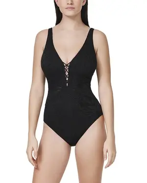 GOTTEX D Cup V-neck One Piece Swimsuit - Black