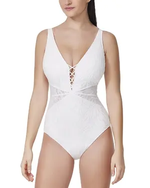 GOTTEX D Cup V-neck One Piece Swimsuit - White