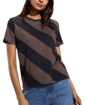 Cynthia Rowley Diagonal Stripe Tee - Black/brown