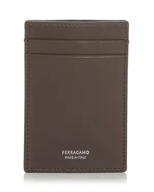 FERRAGAMO Leather Money Clip & Card Case - Concrete
