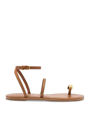 Larroude Biarritz Flat Sandals - Light Caramel