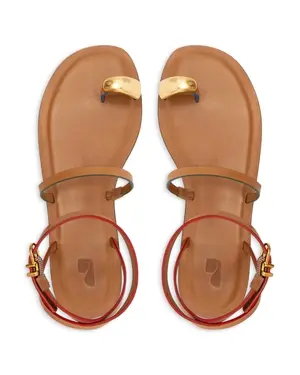 Larroude Biarritz Flat Sandals - Light Caramel
