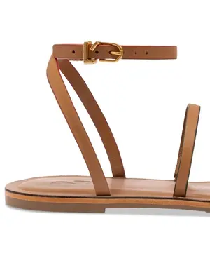 Larroude Biarritz Flat Sandals - Light Caramel