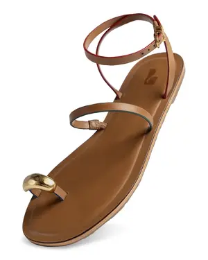 Larroude Biarritz Flat Sandals - Light Caramel
