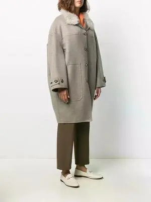 MANZONI 24 Contrast-collar Virgin Wool-cashmere Coat - Grey
