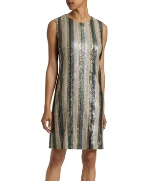 Santorelli Aretha Sleeveless Sequin Shift Dress