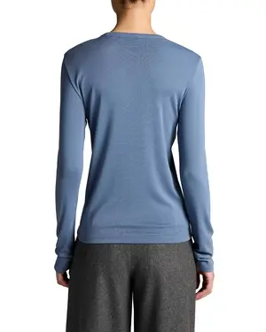 Vince Essential Long Sleeve Crewneck Tee - Blue Slate