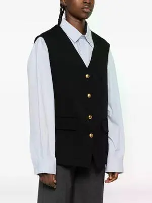 P.a.r.o.s.h Button-fastening Wool-blend Gilet - Black