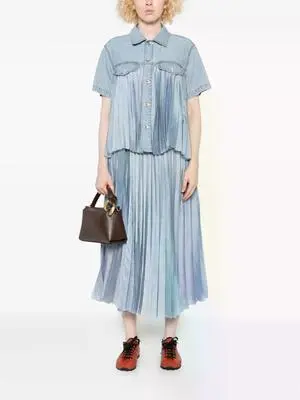 Sacai Pleated Denim Shirt