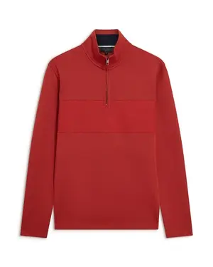 Ted Baker London Textured Panel Half Zip Sweatshirt - Dark Orange