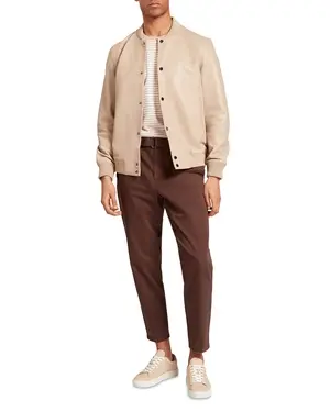 Ted Baker London Leather Classic Bomber Jacket - Taupe