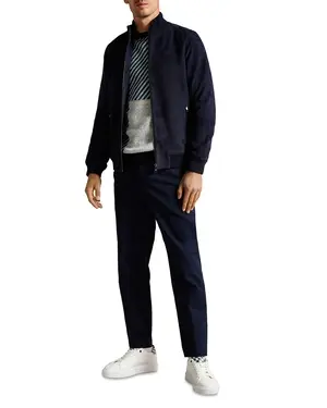 Ted Baker London Peveril Suede Funnel Neck Bomber Jacket - Navy