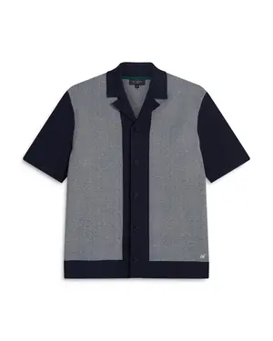 Ted Baker London Padrig Herringbone Knit Colorblocked Shirt