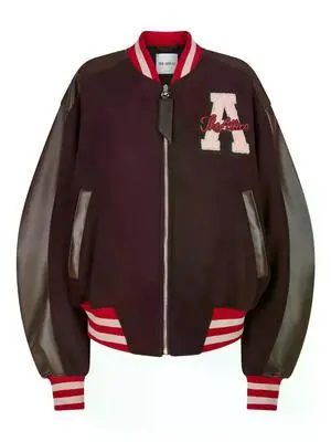 Attico Leather-sleeved Logo-patch Bomber Jacket