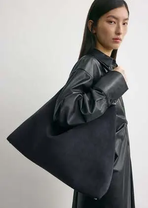 TOTEME Bevel Suede Shoulder Bag - Navy