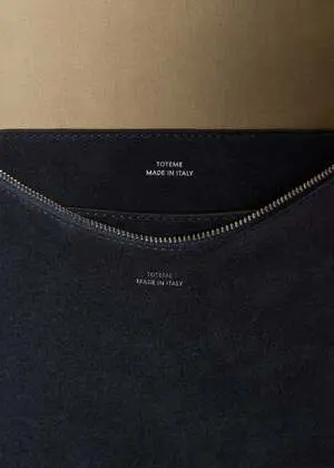 TOTEME Bevel Suede Shoulder Bag - Navy