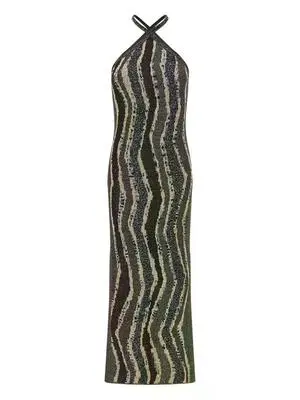 Missoni Wave-pattern Halterneck Maxi Dress
