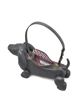 Thom Browne Hector Pebble-grain Leather Shoulder Bag - Grey