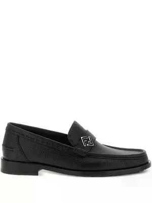 Fendi Ff Metal Leather Loafers