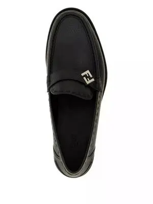 Fendi Ff Metal Leather Loafers