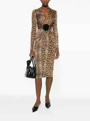 ROSERRY Leopard-print Midi Dress - Brown