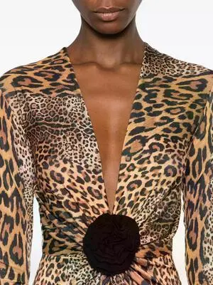 ROSERRY Leopard-print Midi Dress - Brown