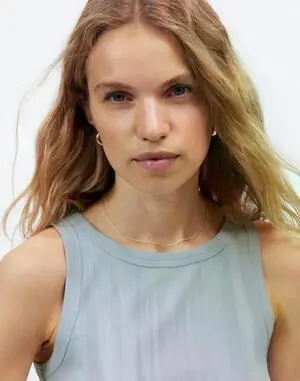 Madewell Regenerative Cotton High-Neck Tank Clear Sky