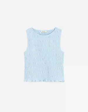 Madewell Smocked Boatneck Tank - Light Pool