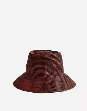 Madewell Lantern Straw Hat Dark Carob