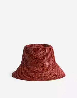 Madewell Lantern Straw Hat Dusty Redwood