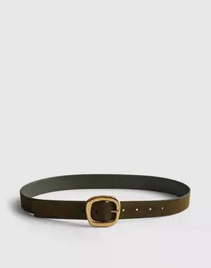 Madewell Sculptural Buckle Suede Belt - Dried Olive