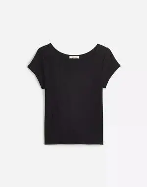 Madewell Generative Cotton Ribbed Cap-sleeve Tee - Jet Black