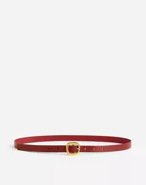 Madewell Sculptural Buckle Leather Skinny Belt Bright Ember