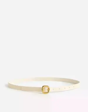 Madewell Sculptural Buckle Leather Skinny Belt - Ivory