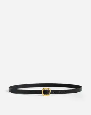 Madewell Sculptural Buckle Leather Skinny Belt - True Black