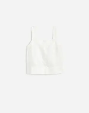 Madewell Contrast-stitch Squareneck Linen Top