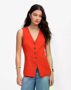 Madewell Cutaway Long Vest - Bright Flame