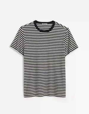 Madewell Allday Tee In Cotton-linen Blend - Night Indigo