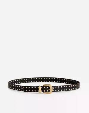 Madewell Flat Studded Western Leather Belt - True Black