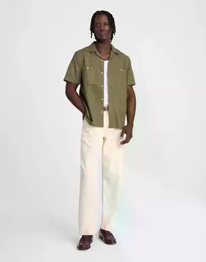 Madewell Camp Collar Short-sleeve Shirt In Everyday Twill - Pressed Sage
