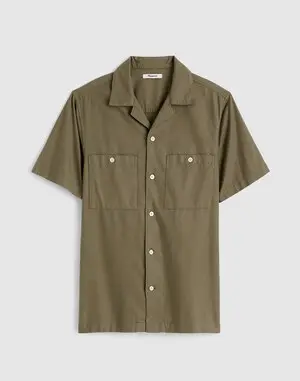 Madewell Camp Collar Short-sleeve Shirt In Everyday Twill - Pressed Sage