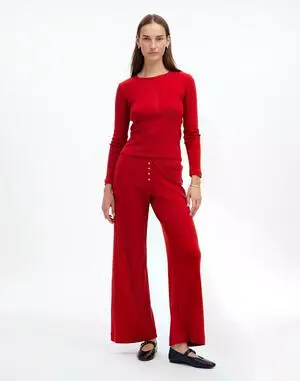 Madewell X Leset Pointelle Perfect Tee & Pant Set - Red