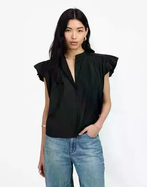 Madewell Poplin Shirred Button-up Shirt