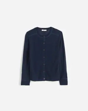 Madewell Linen-blend Crewneck Cardigan - Deep Navy