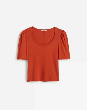 Orange Puff Sleeve Tops