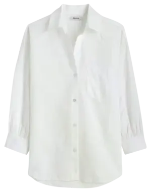 Madewell Shirred Button-up Shirt In Linen-cotton